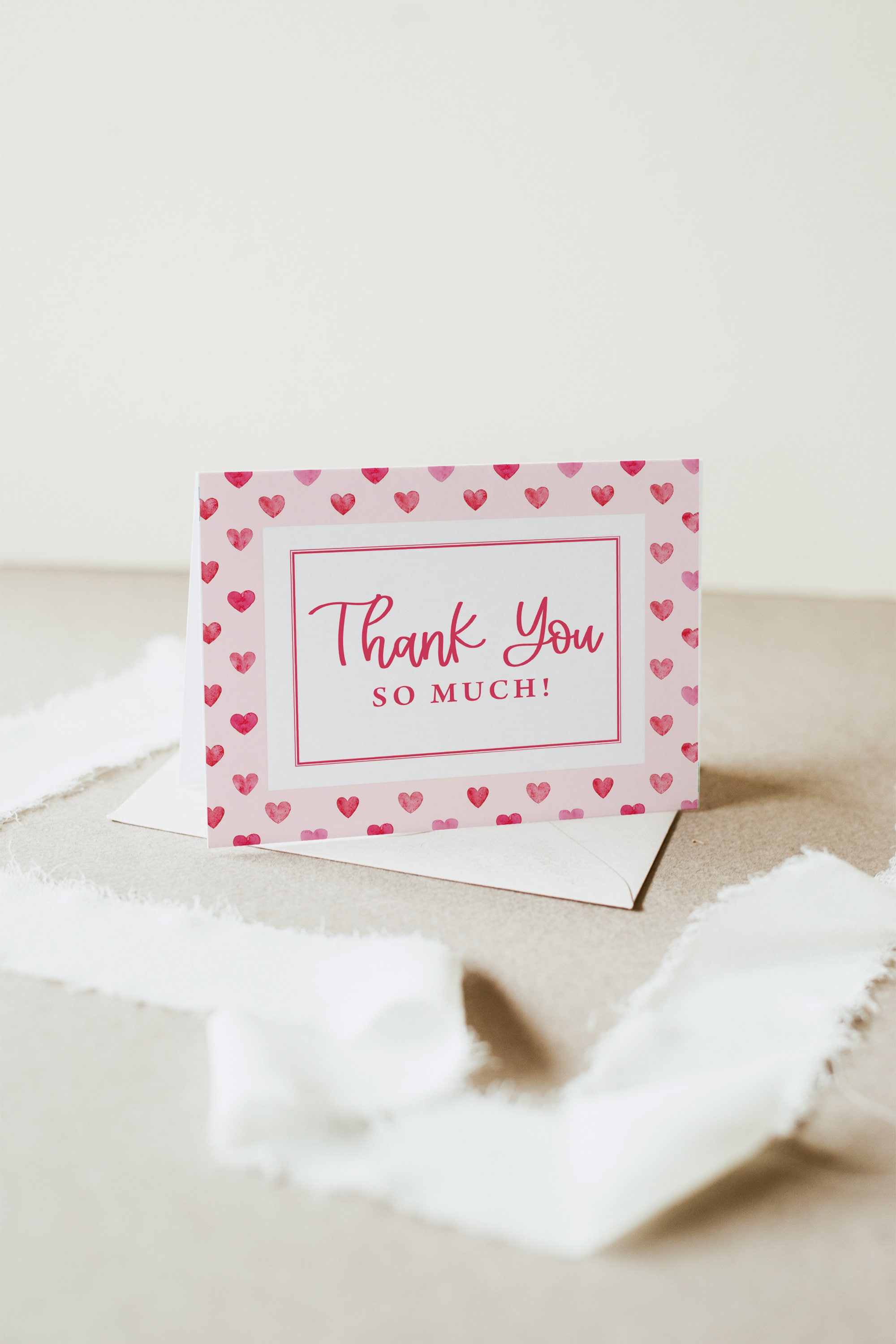 JULIET | Valentine's Day February, Pastel Pink Hearts Girl Folded Thank ...