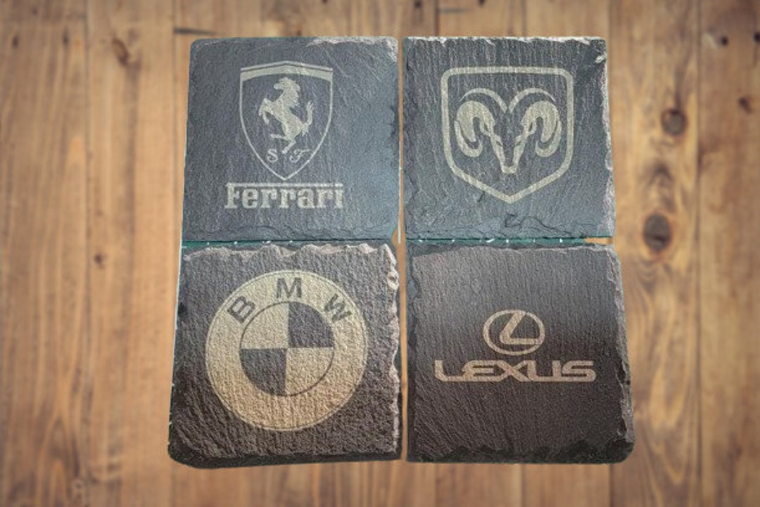 Slate Coasters With Car Logos With Your Choice of Logo (set of 4) - Etsy