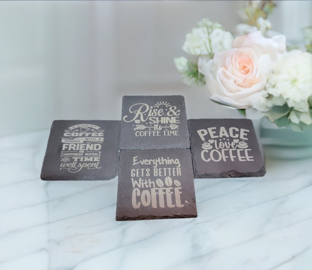 Coffee Time Slate Coasters (4 Pack) - Etsy