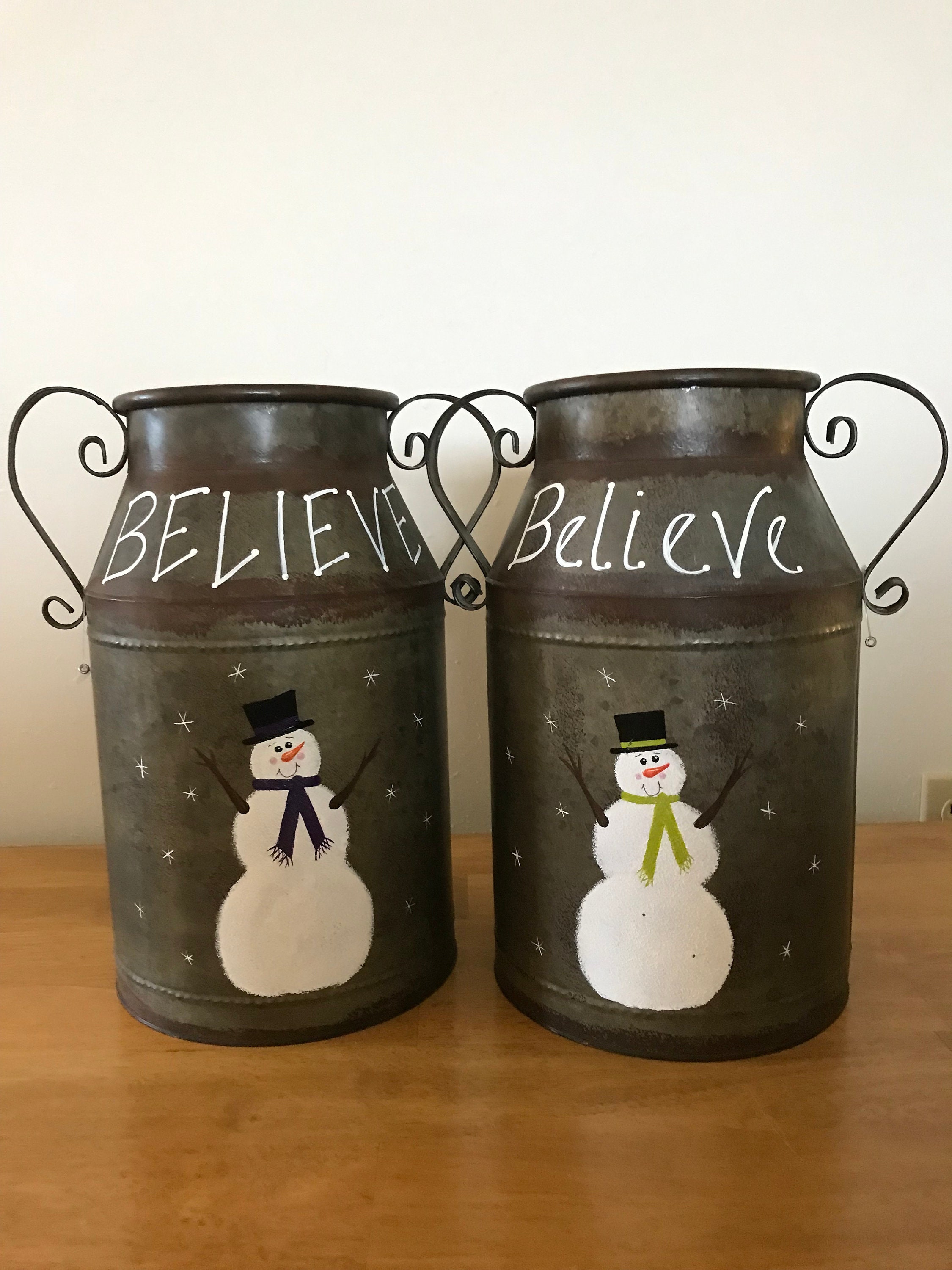 Snowman Milk Can - Etsy