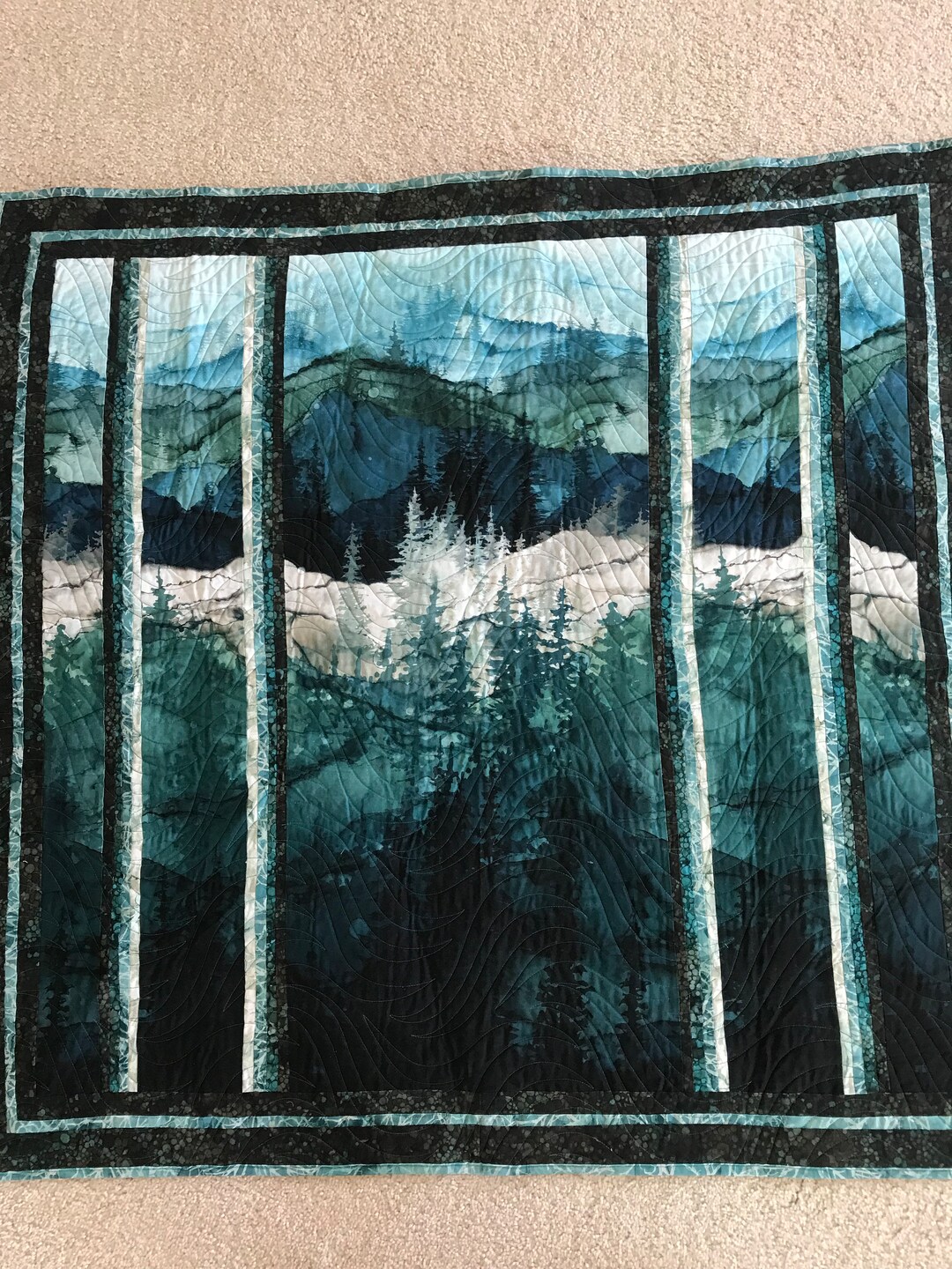 Mountainside Wall Hanging. Quilted Water Color Picture. - Etsy