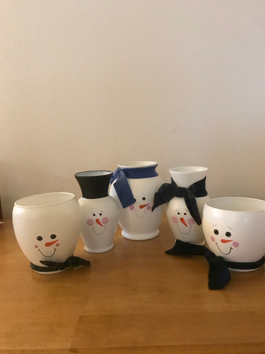 Snowman Glass Vase - Etsy