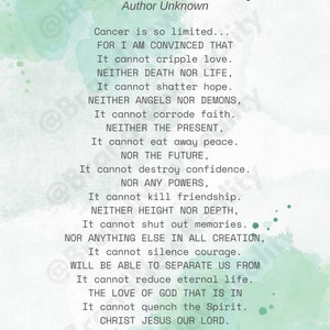 What Cancer Cannot Do - Inspiring Poem & Verse | 8.5x11 Printable Art ...
