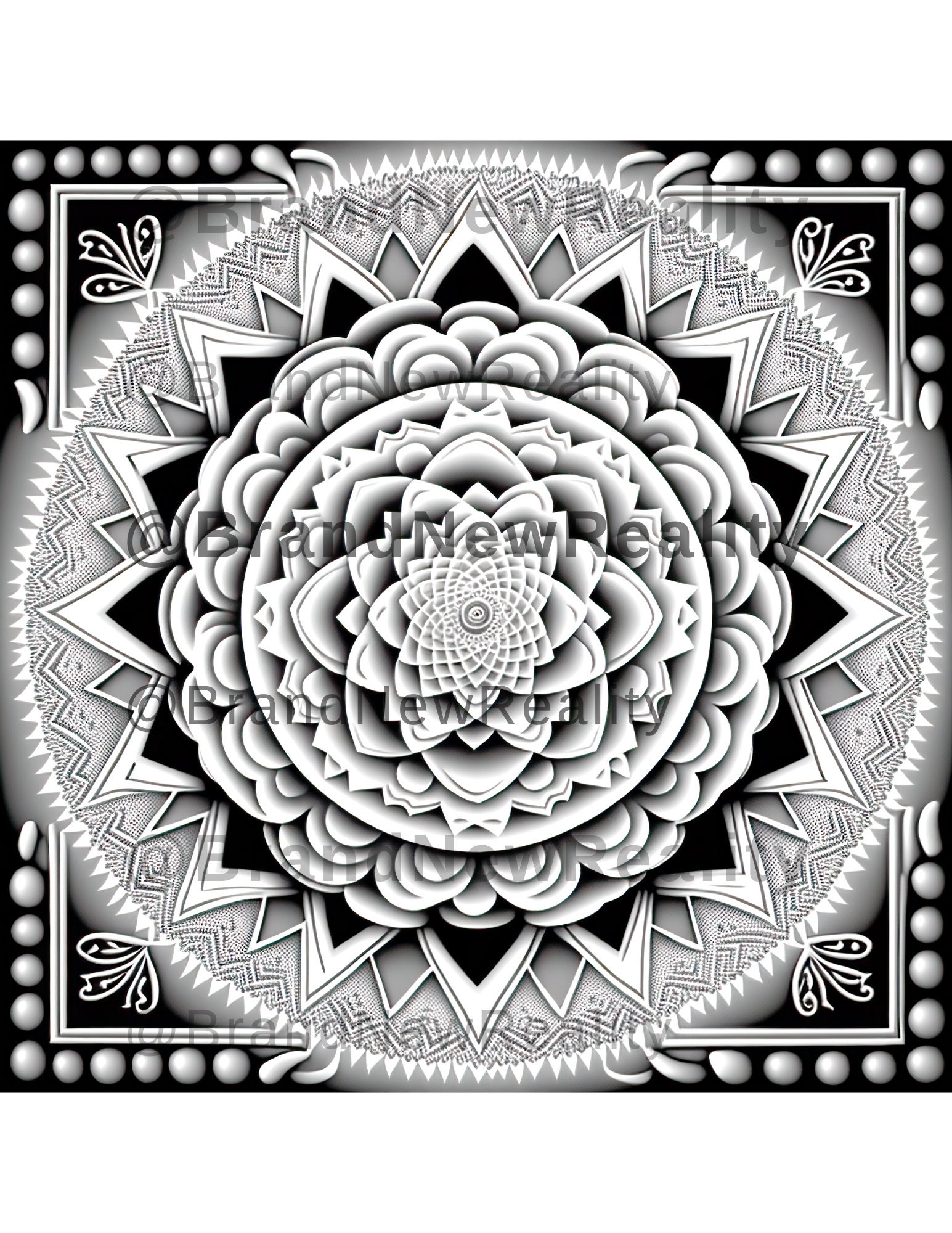 Mandala Coloring Book - Digital Download for Black and White Mandalas ...