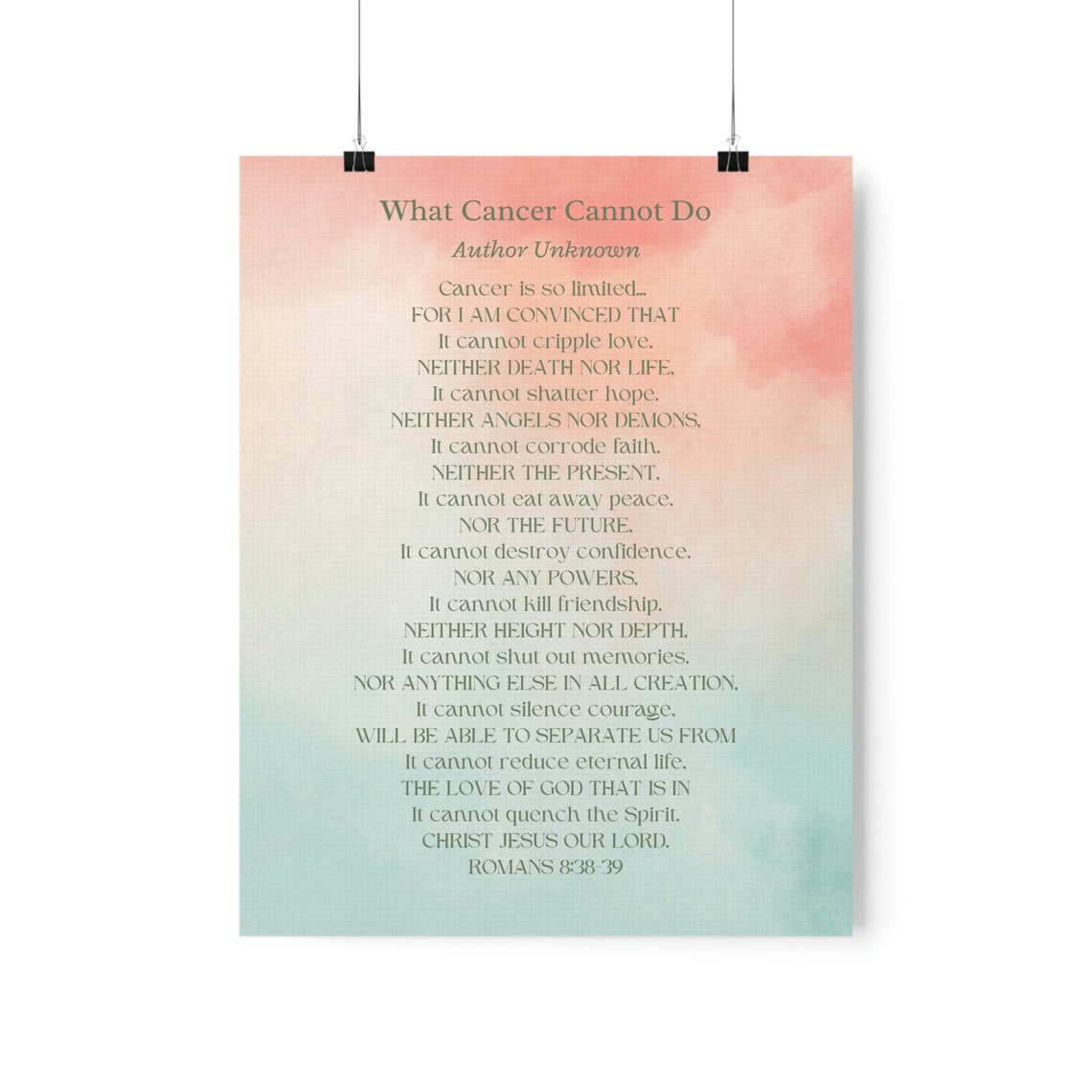 What Cancer Cannot Do Inspirational Poem for All Affected by Cancer ...