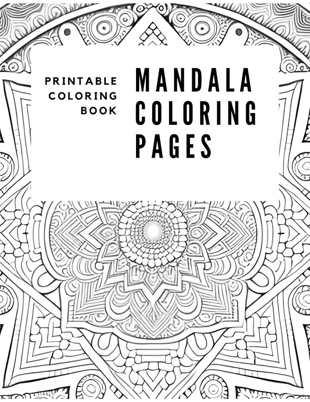 Mandala Coloring Book - Digital Download for Black and White Mandalas ...