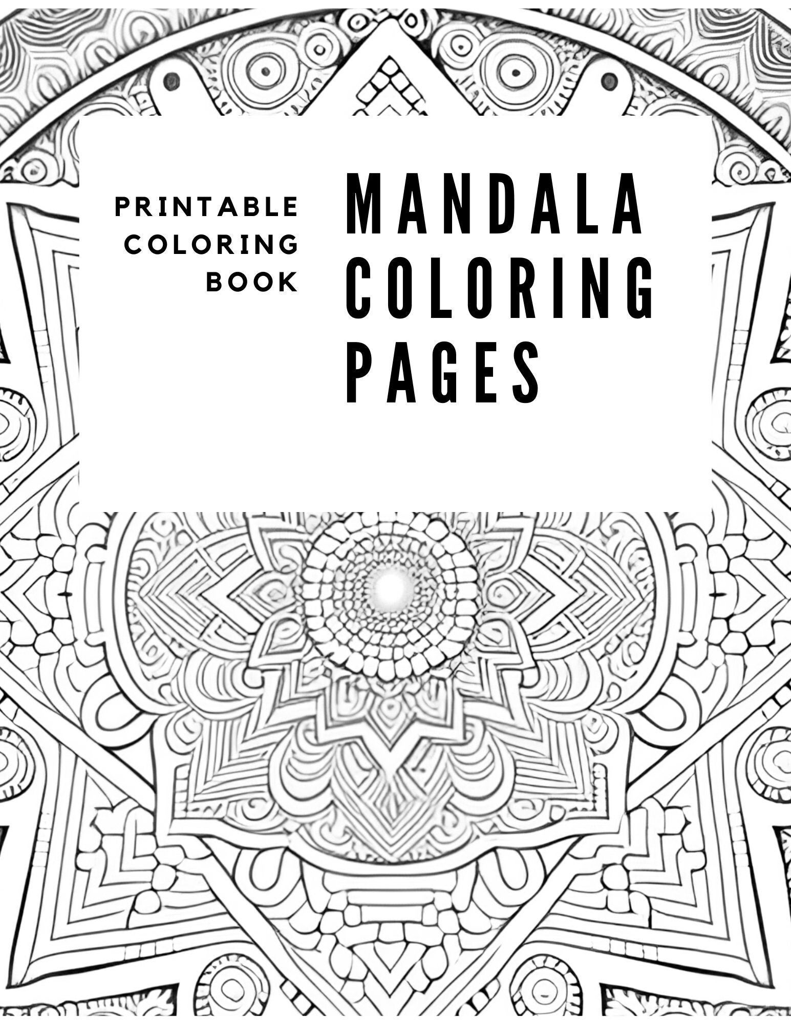 Mandala Coloring Book - Digital Download for Black and White Mandalas ...