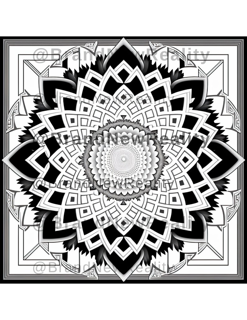 Mandala Coloring Book - Digital Download for Black and White Mandalas ...