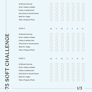 75 Soft Challenge, 75 Soft Challenge Tracker, Daily Habits, Habit Tracker, Digital File, A4/A3 ...