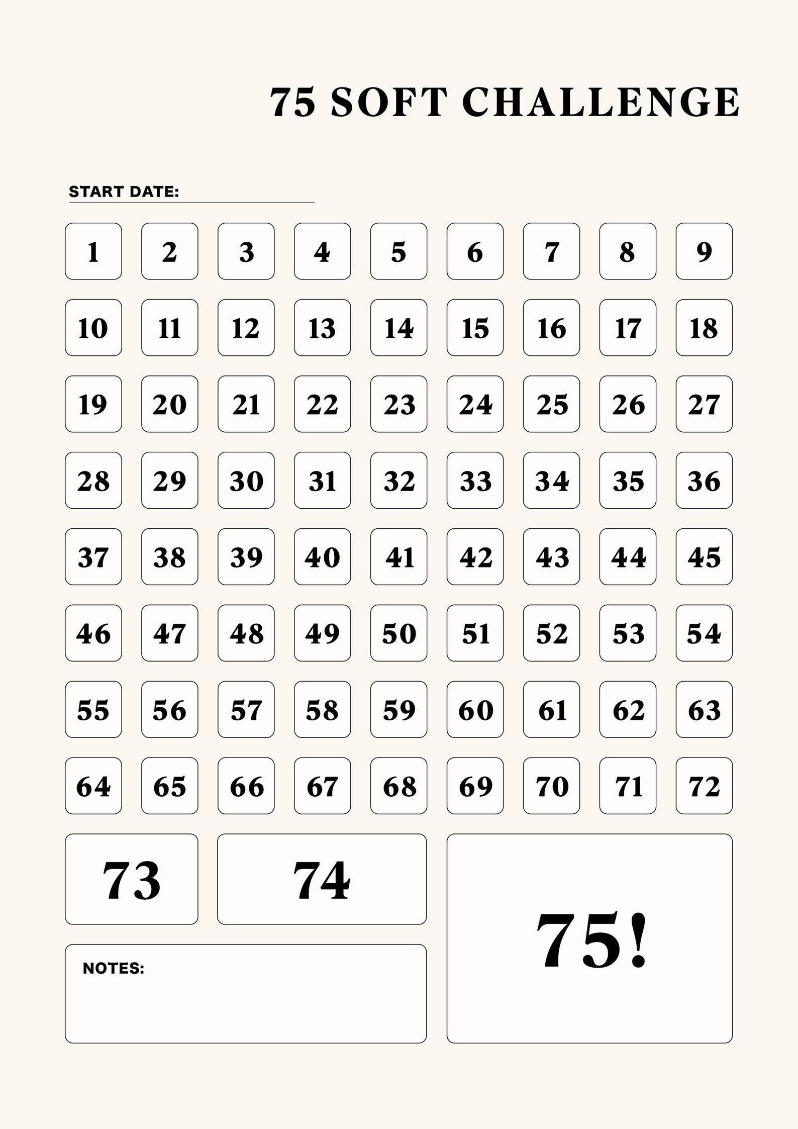 75 Soft Challenge, 75 Soft Challenge Tracker, Daily Habits, Habit ...