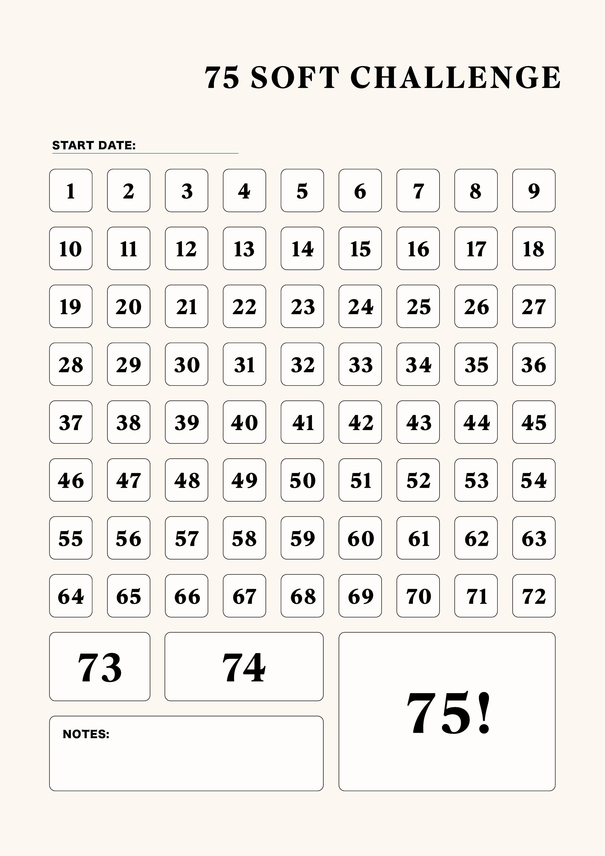 75 Soft Challenge, 75 Soft Challenge Tracker, Daily Habits, Habit ...