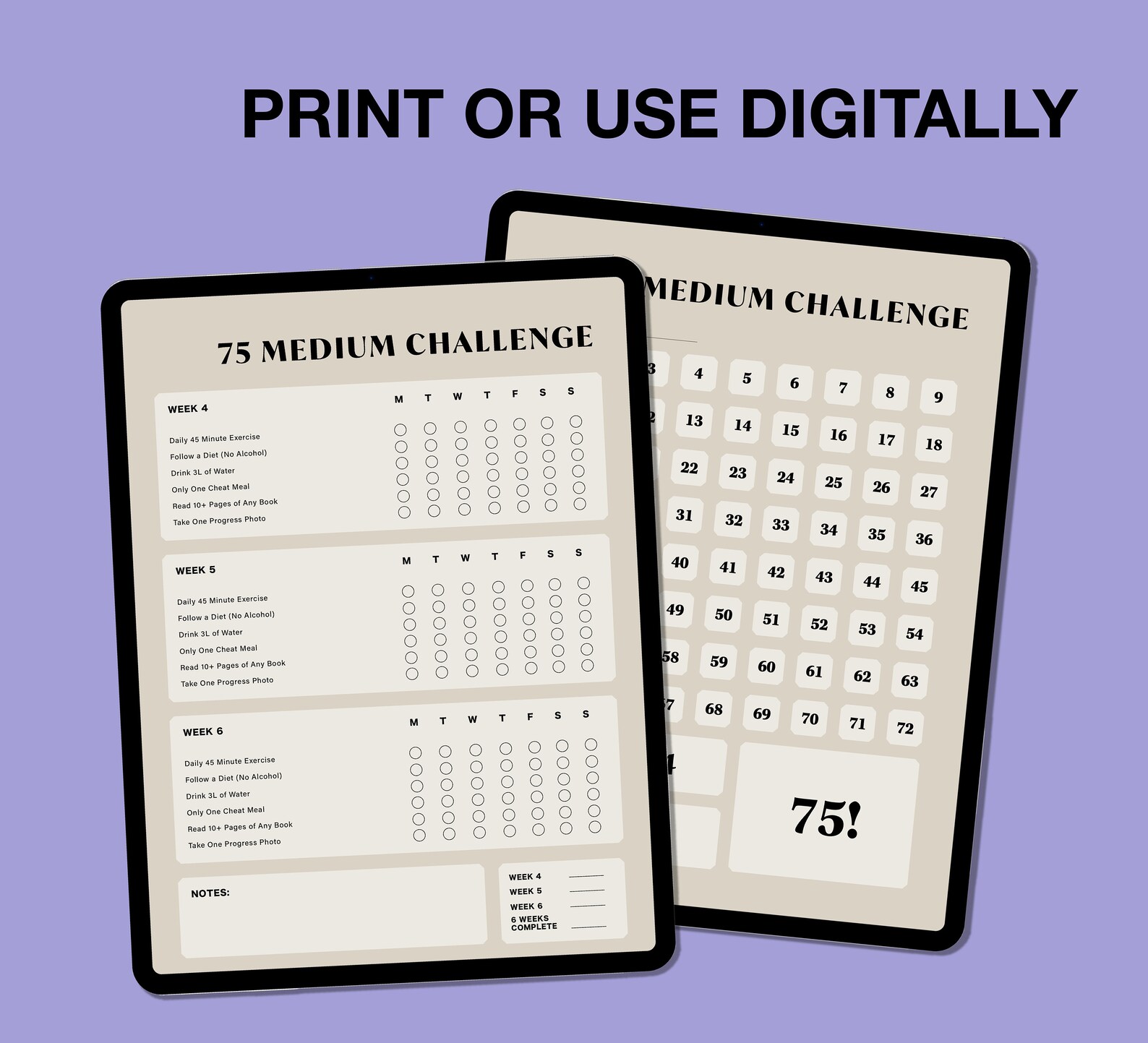 75 Medium Challenge, 75 Medium Challenge Tracker, Daily Habits, Habit ...