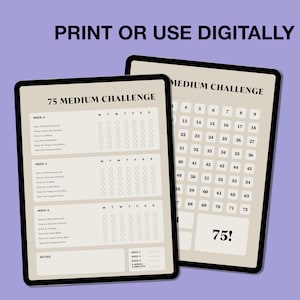 75 Medium Challenge, 75 Medium Challenge Tracker, Daily Habits, Habit ...