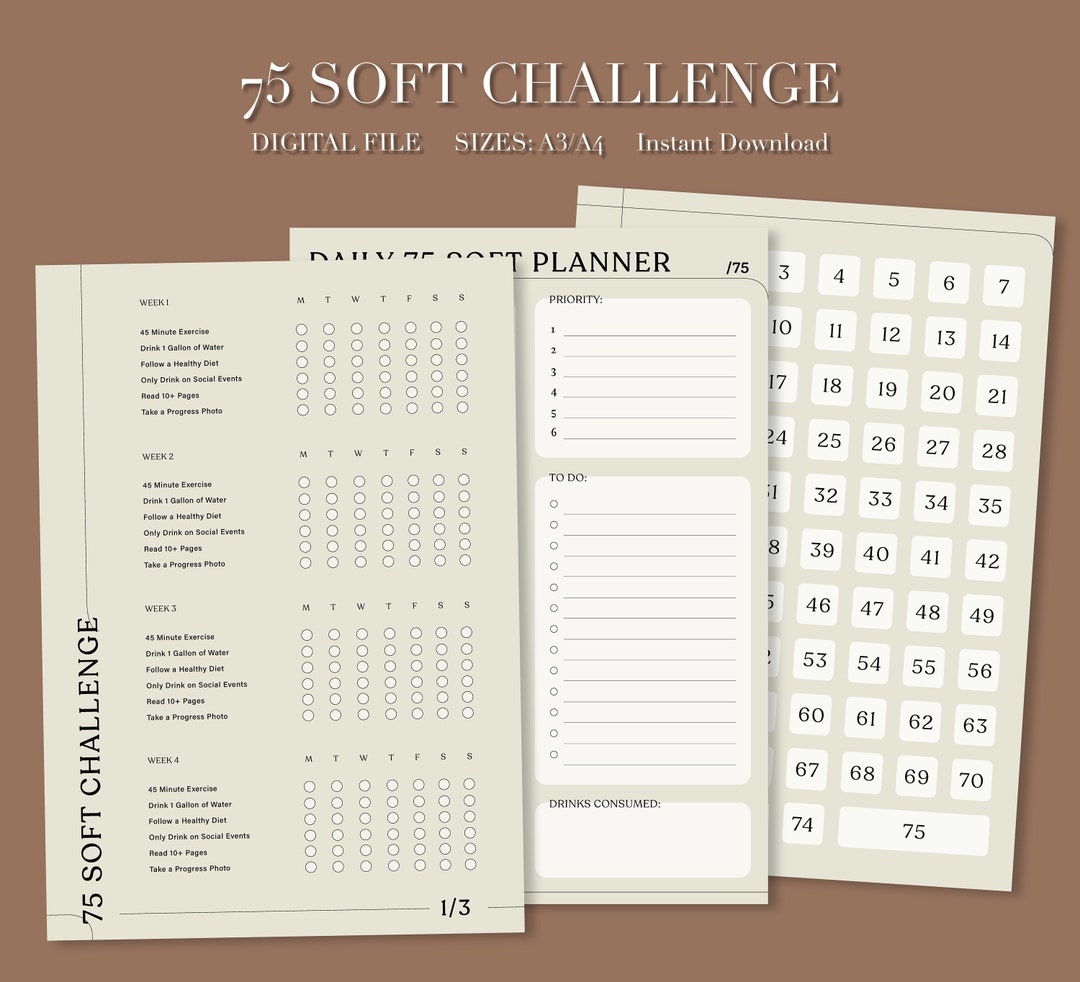 75 Soft Challenge, 75 Soft Challenge Tracker, Daily Habits, Habit ...
