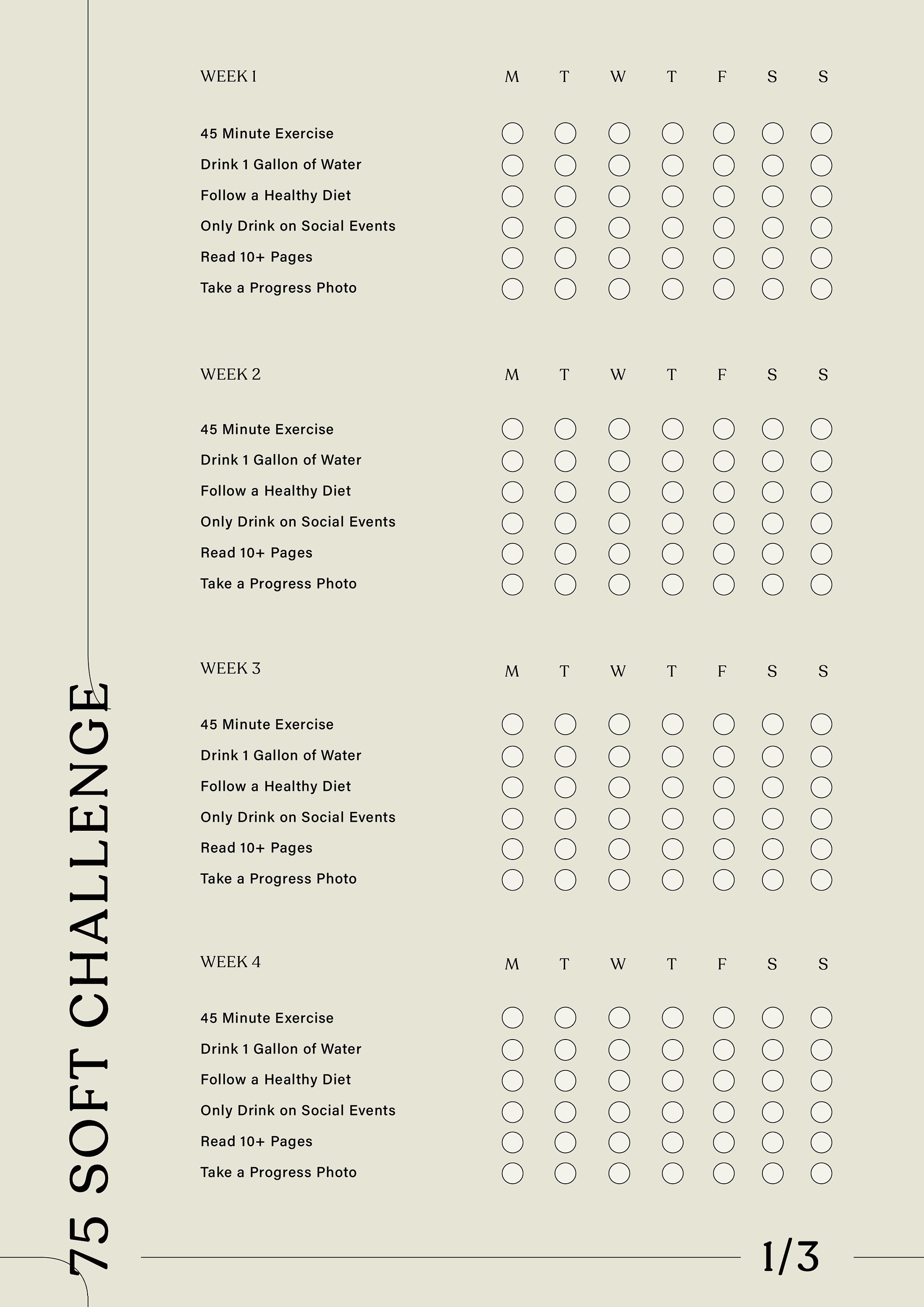 75 Soft Challenge 75 Soft Challenge Tracker Daily Habits - Etsy