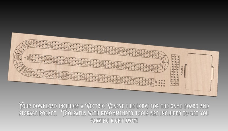 3 Track Cribbage Board Cnc Digital Template Plan Download, Vcarve Crv ...