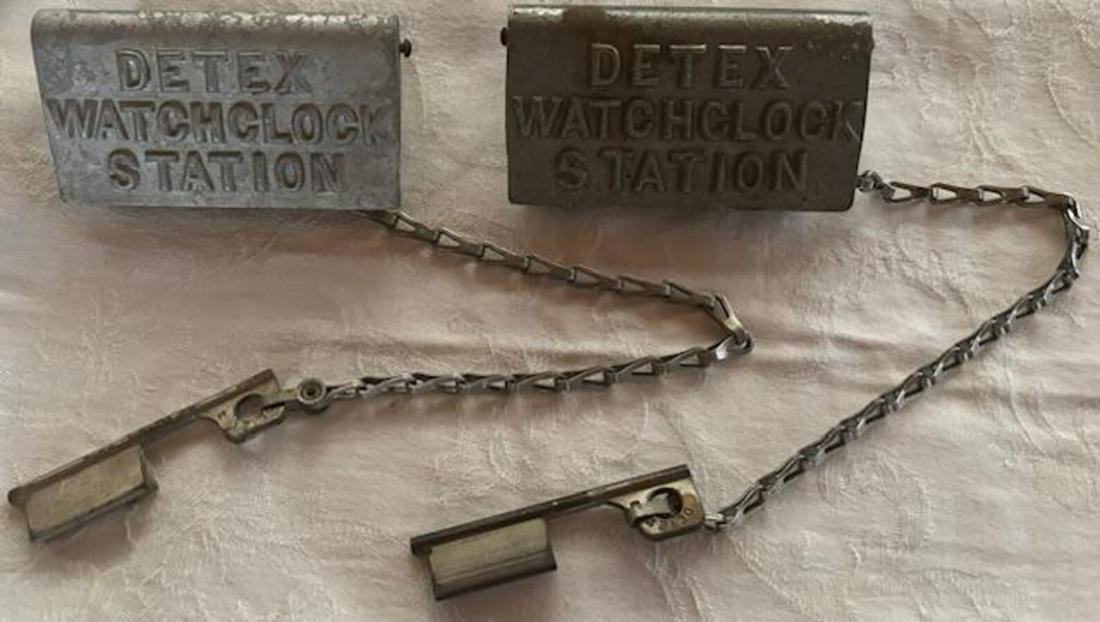 Lot of 2 Vintage Detex Watchclock Stations With Chains & Keys - Etsy