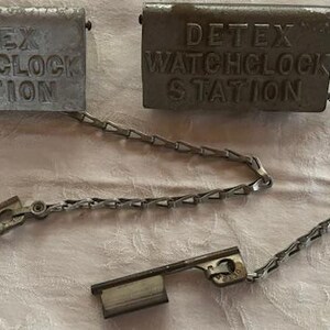 Lot of 2 Vintage Detex Watchclock Stations With Chains & Keys - Etsy