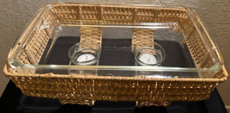 Vintage Clear Pyrex Rectangular Casserole Dish With Wicker Stand & 2 ...