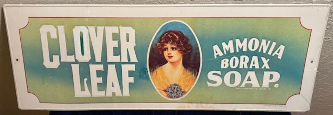 Vintage Clover Leaf Ammonia Borax Soap Tin Sign - Etsy