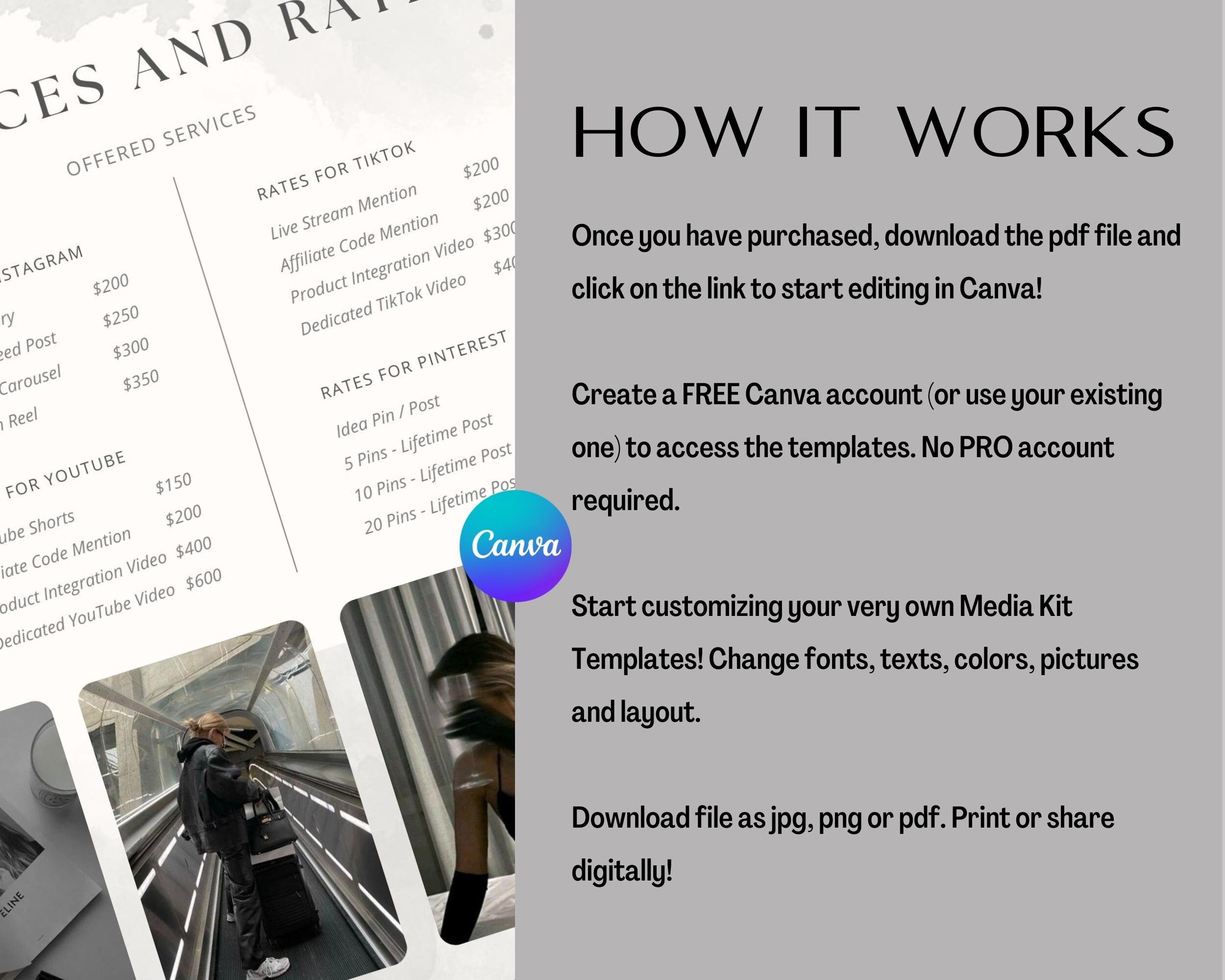 2 Page Social Media Kit Template, Editable Media Kit, Influencer Media ...