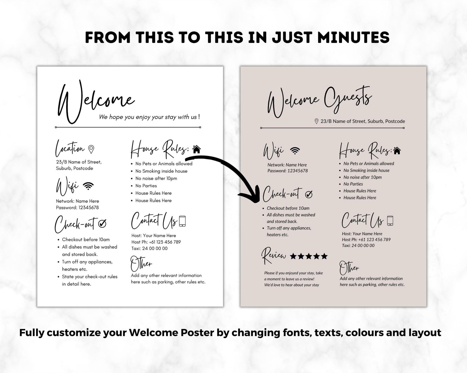 Airbnb Host Welcome Sign Template, VRBO Information Sheet, Vacation ...