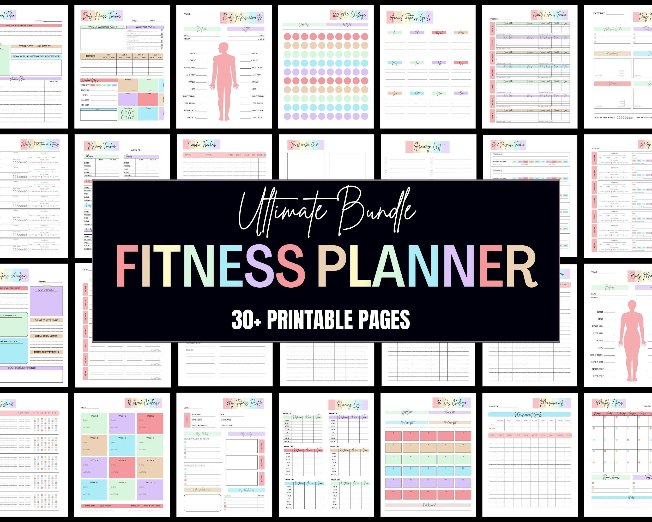 Fitness Planner Bundle, Printable Weight Loss Tracker, Workout Planner ...
