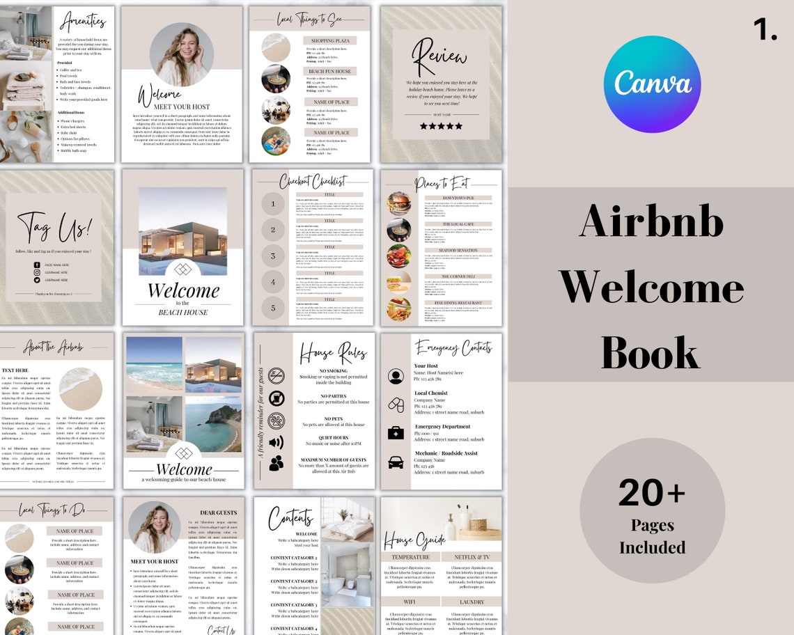 Airbnb Templates Bundle, Editable Airbnb Welcome Book Template ...