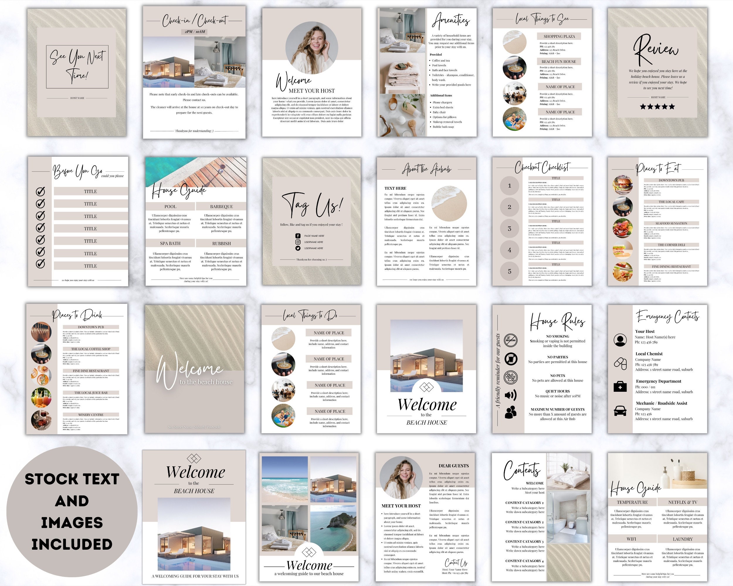 Airbnb Templates Bundle, Editable Airbnb Welcome Book Template ...
