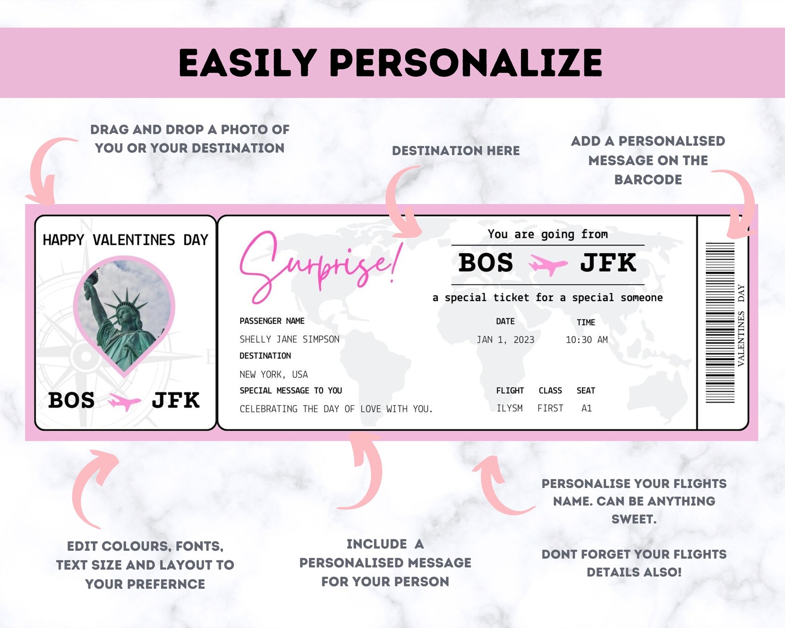 Editable Boarding Pass Template Canva Boarding Ticket - Etsy Australia