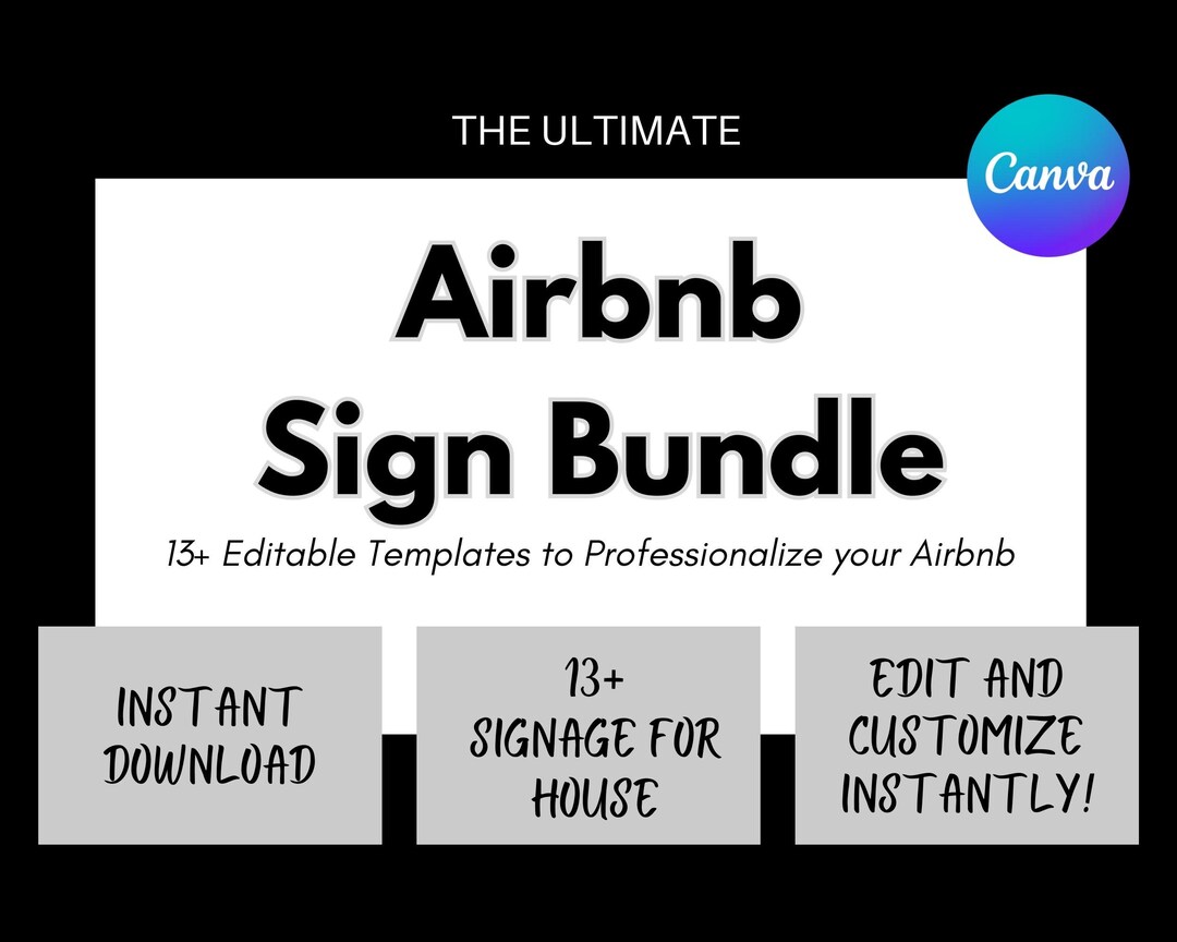 Airbnb Sign Bundle Template, Editable Airbnb Host Templates, Welcome ...