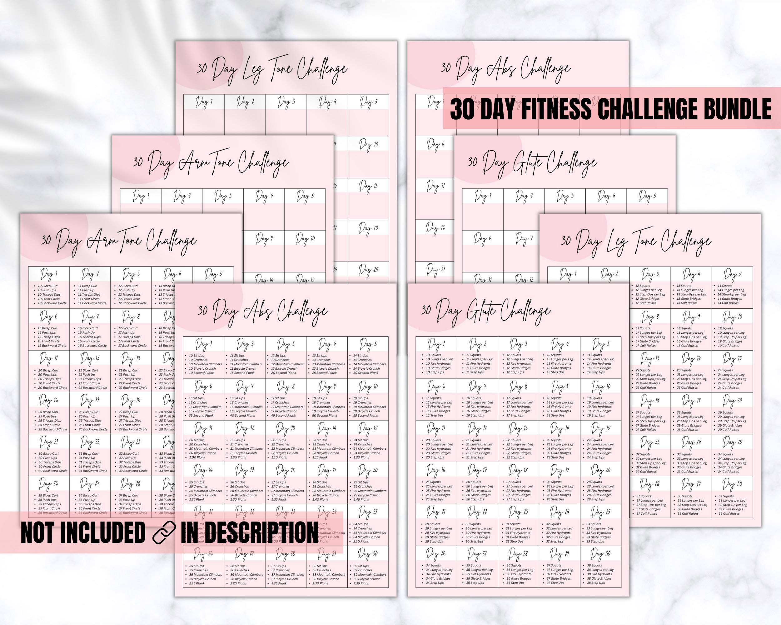 30 Day Glute Challenge Glutes Challenge Glute Muscle Etsy