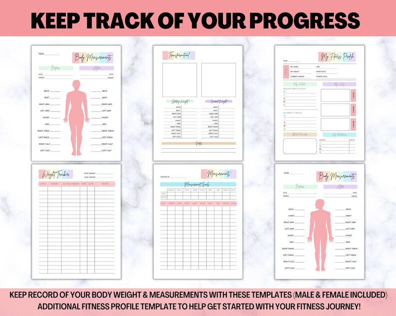 Fitness Planner Bundle Printable Weight Loss Tracker Workout - Etsy