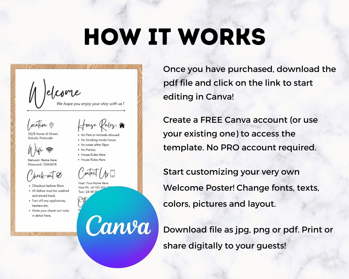 Airbnb Host Welcome Sign Template, VRBO Information Sheet, Vacation ...