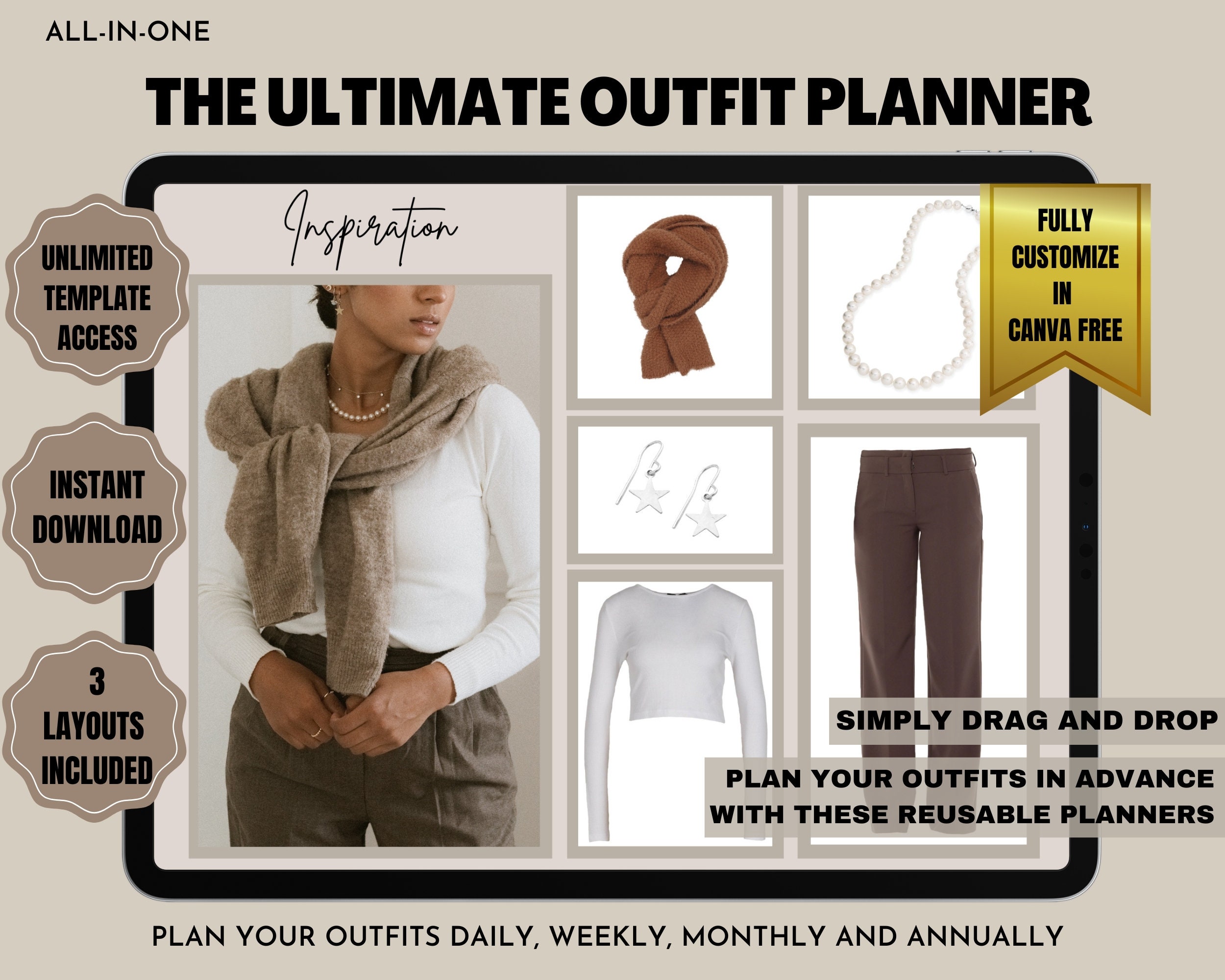 Digital Outfit Planner, Weekly Clothes Planner, Outfit for Women Ideas ...