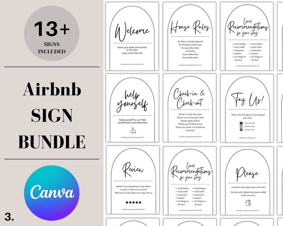 Airbnb Templates Bundle, Editable Airbnb Welcome Book Template ...