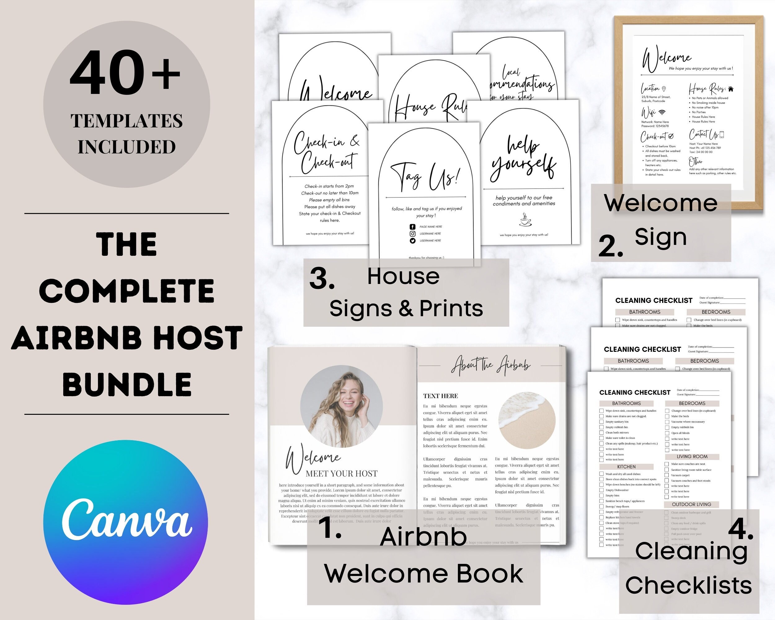 Airbnb Templates Bundle, Editable Airbnb Welcome Book Template ...