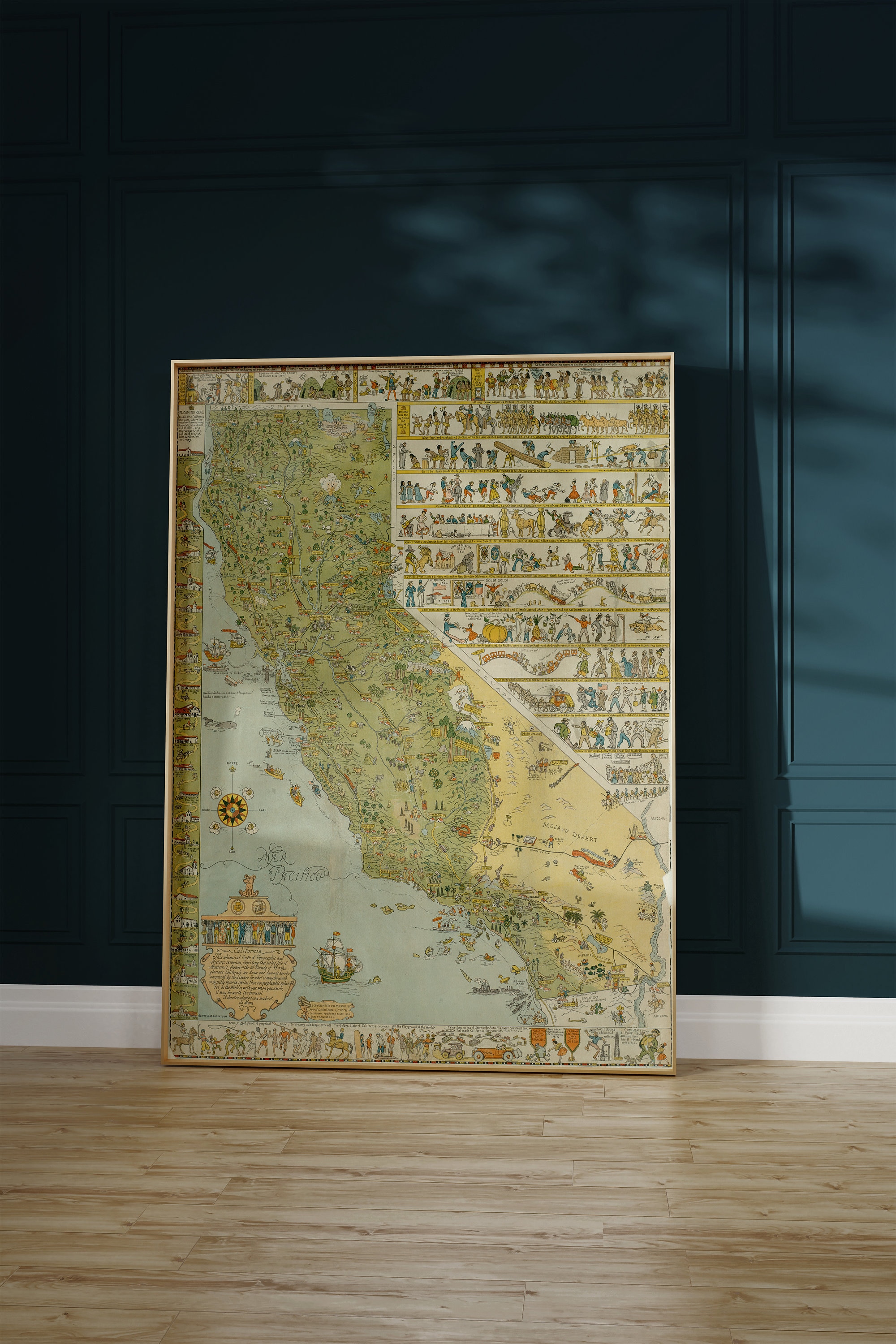 Vintage California Map Artwork Printable - Etsy