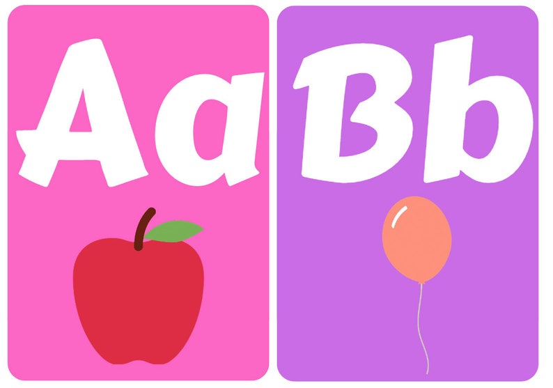 Bright Alphabet Flashcards - Etsy