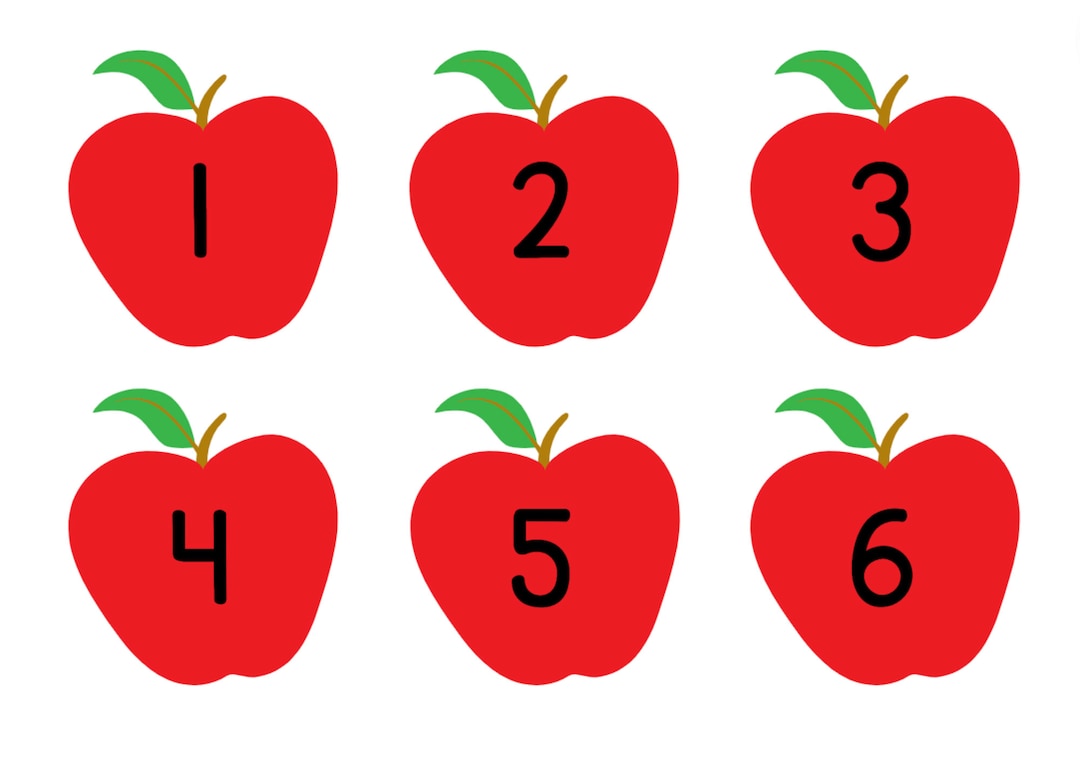 Red Apple Numbers 1-100 - Etsy