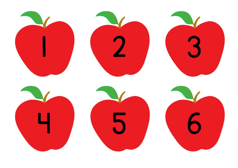 Red Apple Numbers 1-100 - Etsy