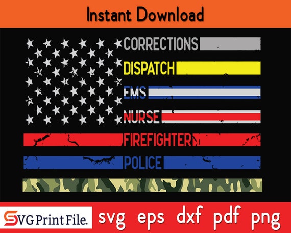First Responders Hero Flag Nurse EMS Police Firefighter - Etsy