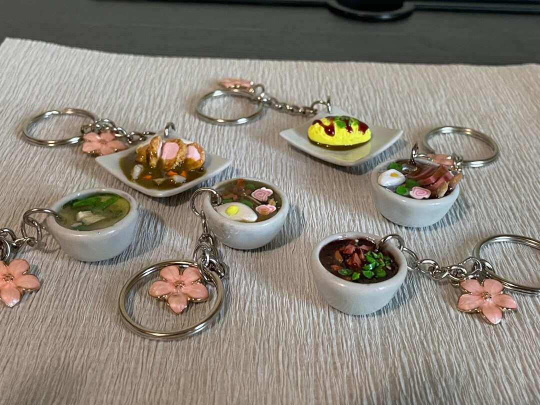 Mini Ramen and Japanese Food Dishes Charms Keychains Realistic Replicas ...
