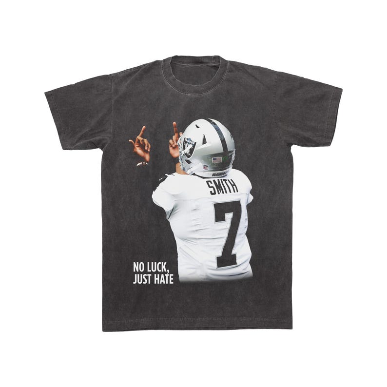 Geno Smith No Luck Just Hate Oversized Bootleg Raiders Tee, Run the ...