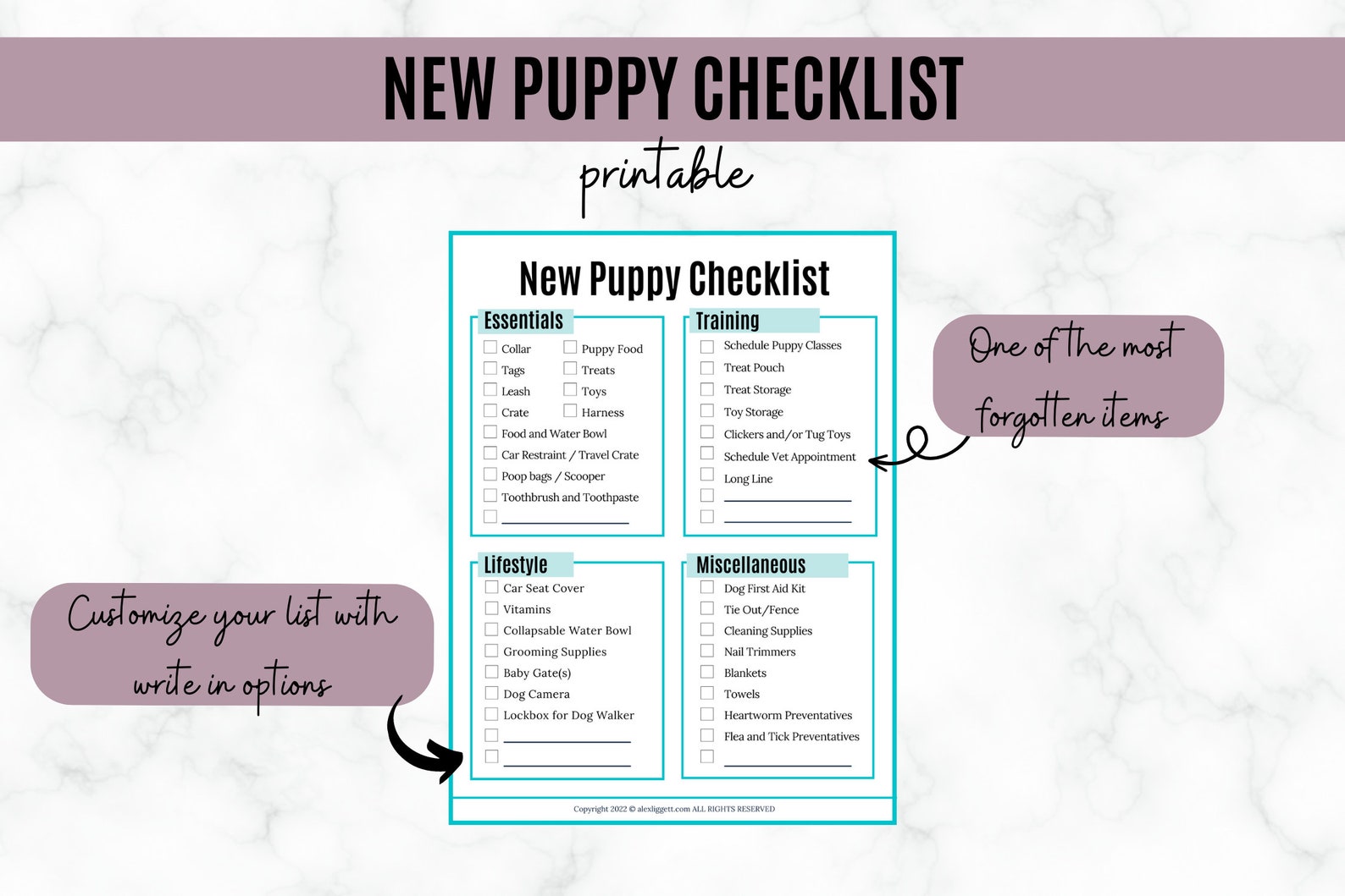 New Puppy Checklist PDF - Etsy