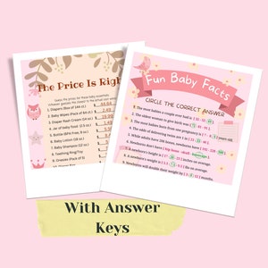 Pink Theme Baby Shower Games Bundle Girl Theme Baby Shower Games It's A ...