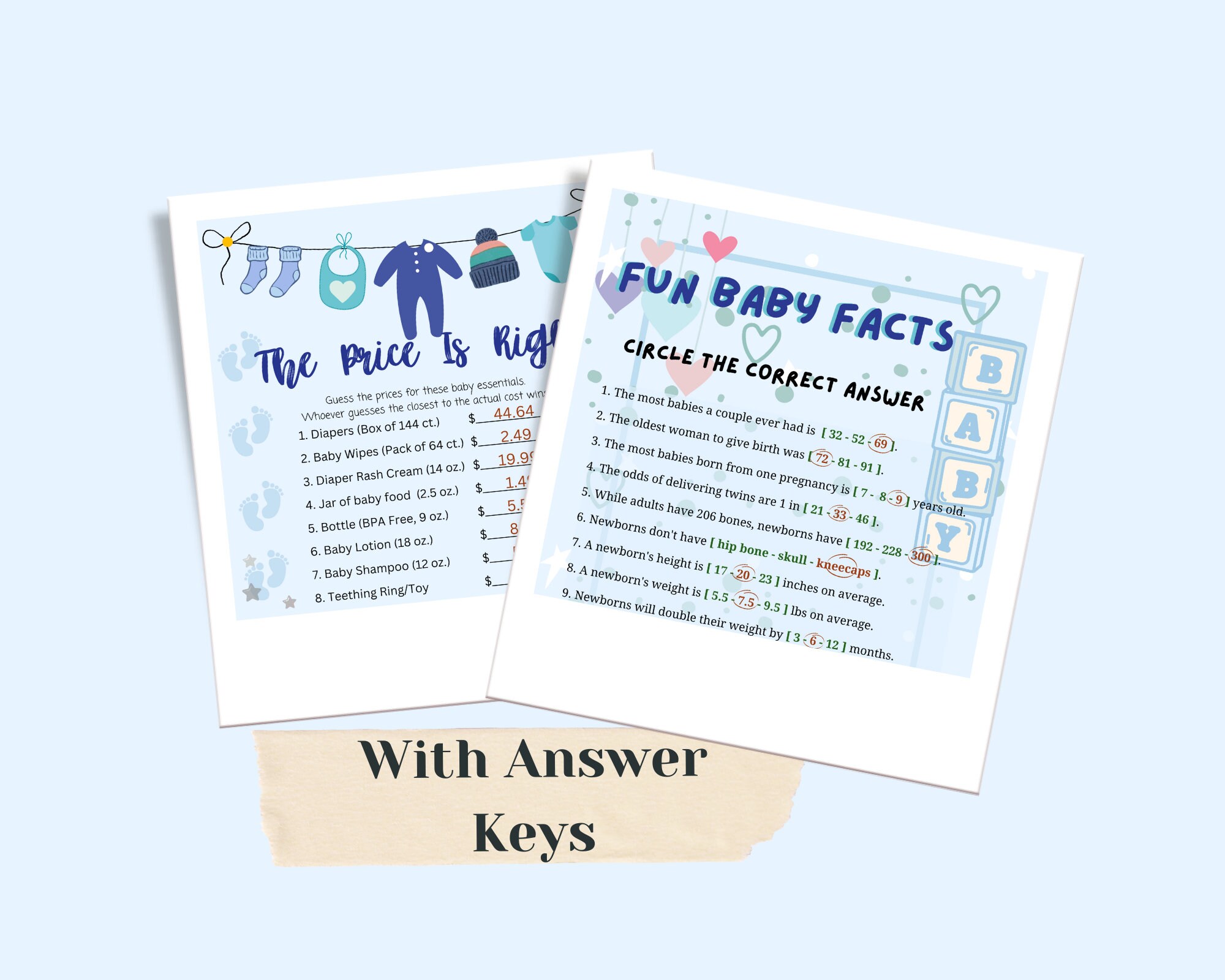 Blue Theme Baby Shower Games Bundle Boy Theme Baby Shower Games It's A ...