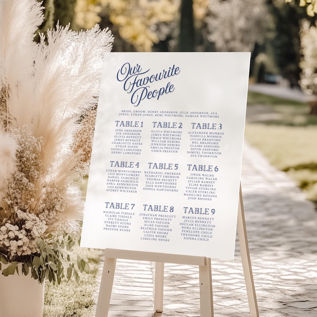 Nautical Wedding Seating Chart Template: Elegant Coastal Reception ...