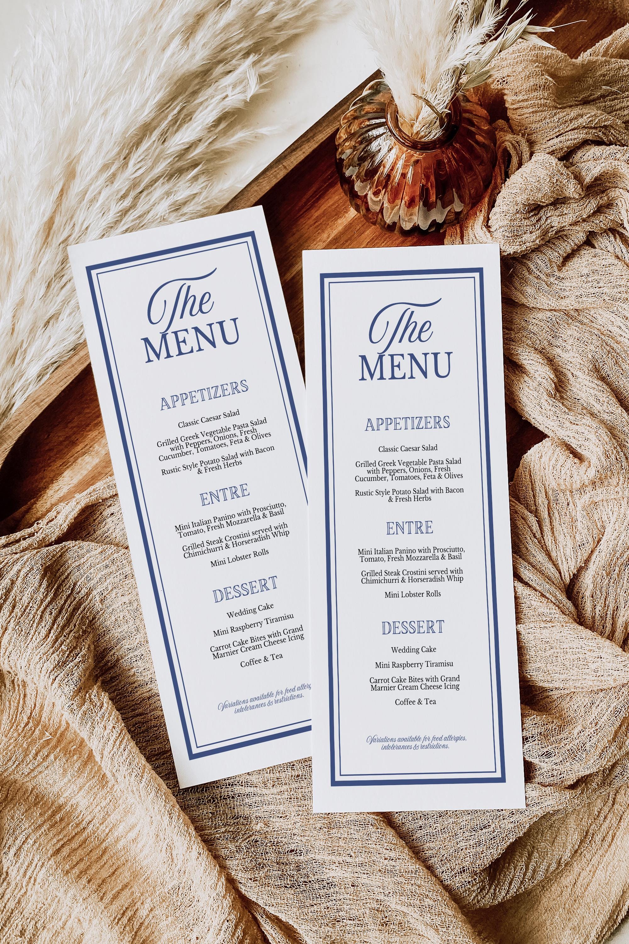 Nautical Wedding Menu Template: Coastal Reception Dinner Card (digital ...