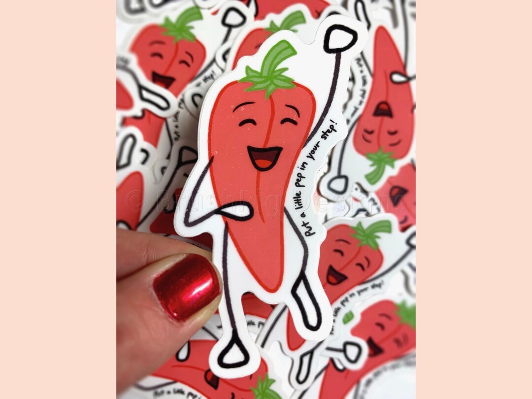 Happy Motivational Pepper Sticker, Pepper Sticker, Waterproof ...